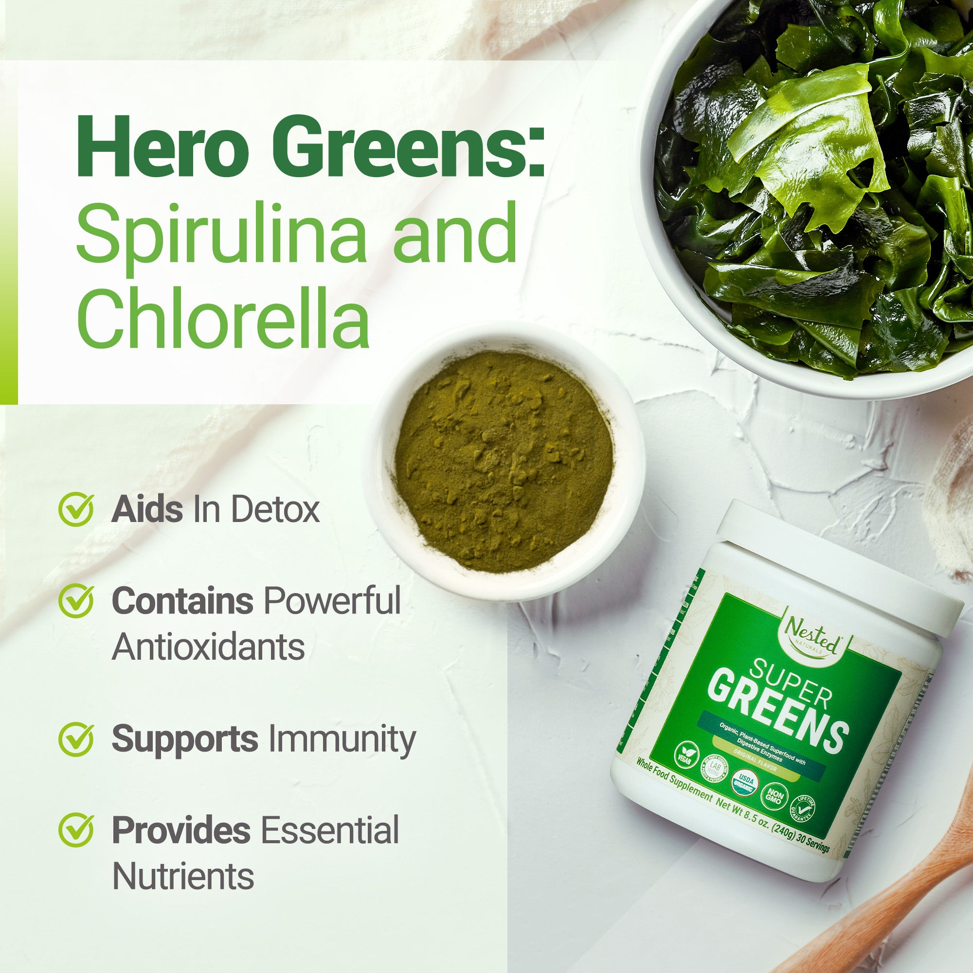 Super Greens Organic Vegetable Greens Supplement | Nested Naturals
