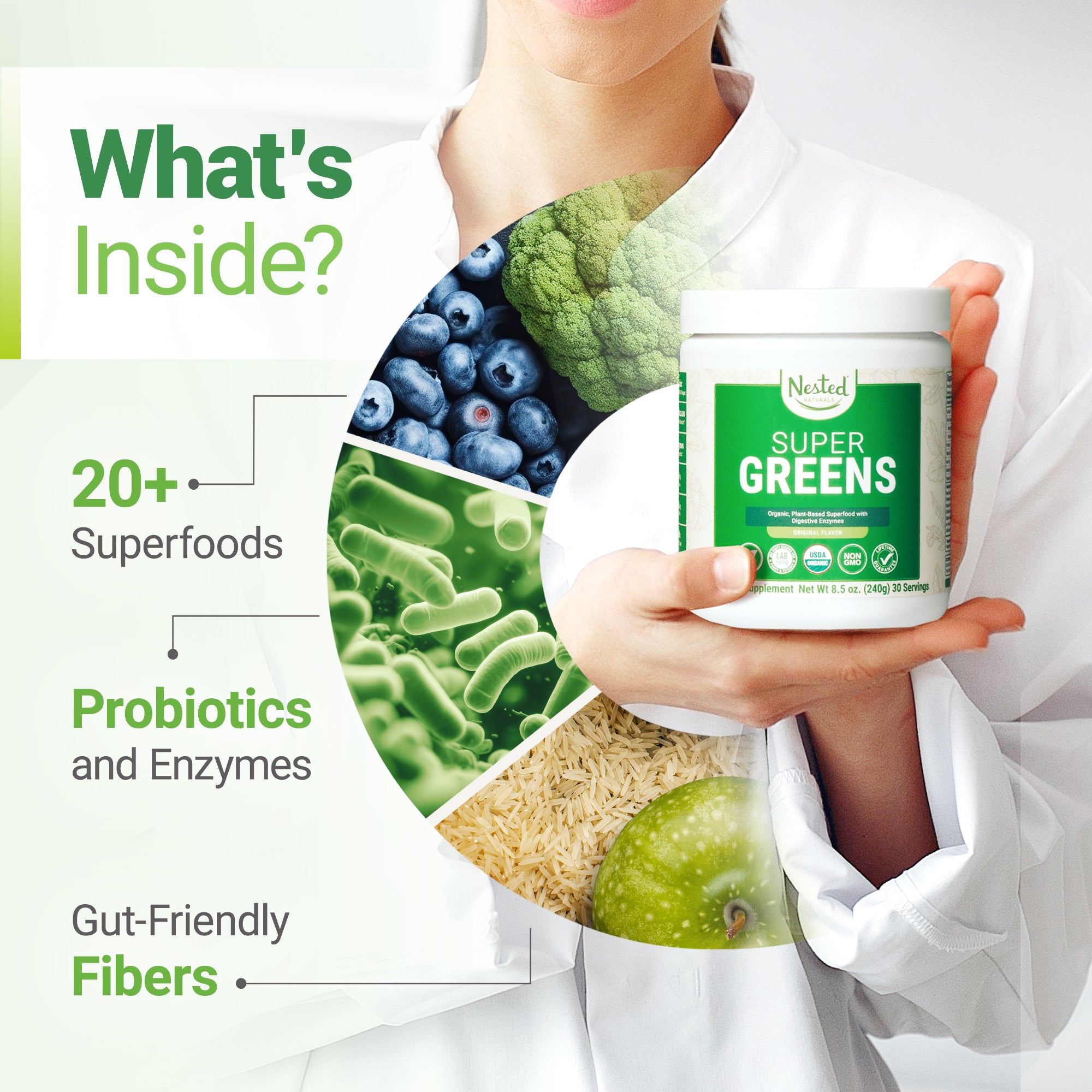 Super Greens Organic Vegetable Greens Supplement | Nested Naturals
